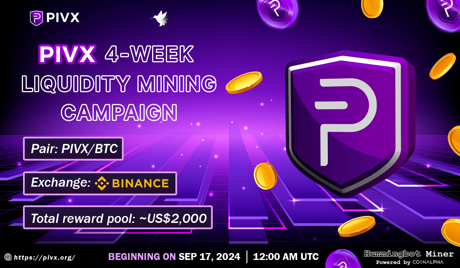 4-week PIVX liquidity mining campaign on Binance!