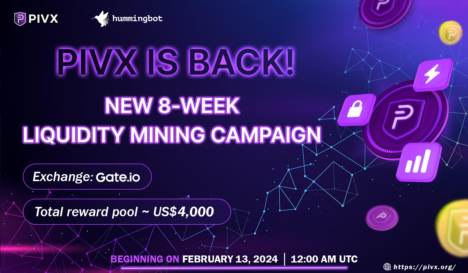Launching PIVX liquidity mining campaign on Gate.io!