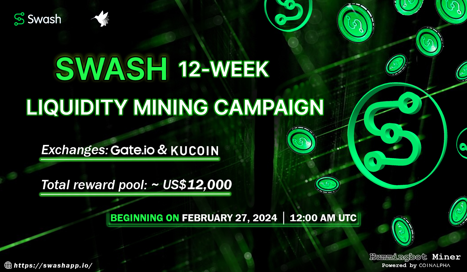 Another 12-week extension for SWASH on KuCoin & Gate.io!!